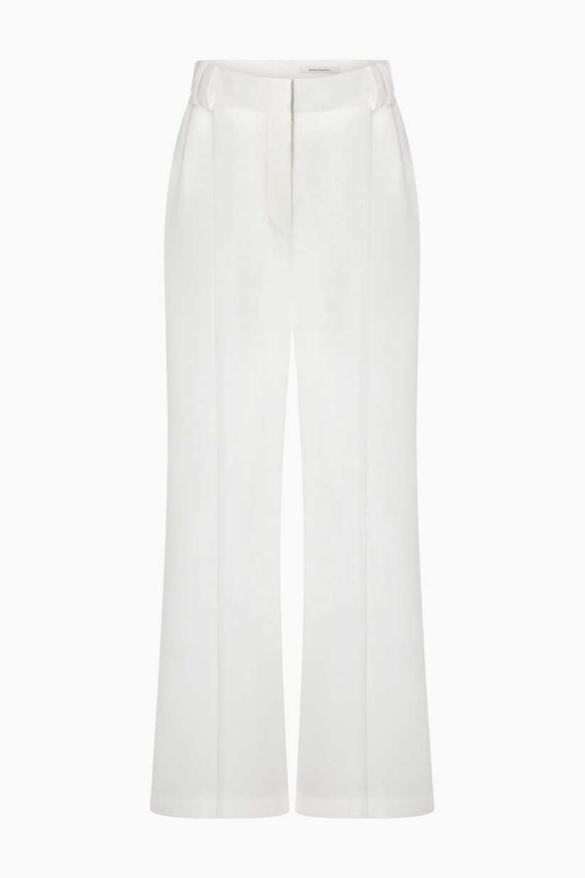 ANOTHER TOMORROW Pleated Trouser - White – Absolutely Fabrics