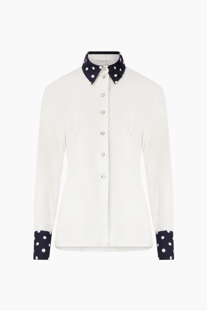 VINTAGE Christian Dior Button-up with Polka Dot Collar – Absolutely Fabrics